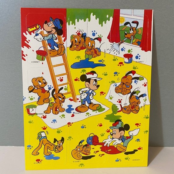 Gibson | Other | Vintage Gibson Disney Mickey Mouse Pluto Sticker Sheet ...